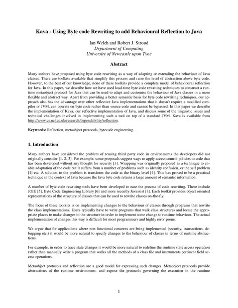 Pdf Kava Using Byte Code Rewriting To Add Behavioural Reflection To Java