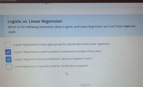 Solved Logistic Vs Linear Regression Which Of The Following