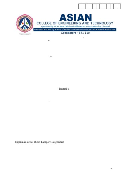 Cs3551 Distributed Computing Ia1 Qp Pdf Distributed Computing