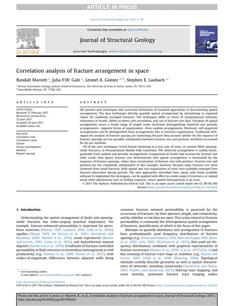 Pdf Correlation Analysis Of Fracture Arrangement In Space