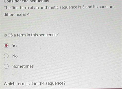 Solved Consider The Sequence The First Term Of An Arithmetic Sequence