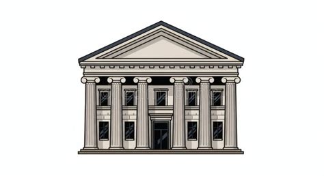 Classical Building Facade With Columns And Pediment Stock Illustration Illustration Of