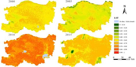 Spatial Distribution Of Lst During The Different Periods From 2000 To