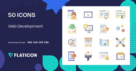 Web Development Icon Pack Flat 50 Svg Icons