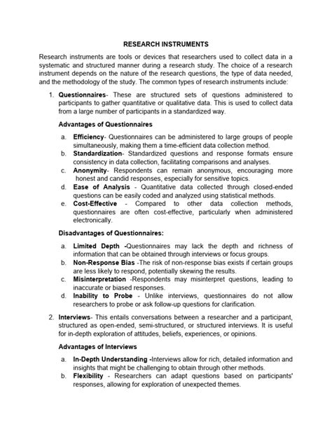 Research Instruments Measurement Of Variables Data Analysis Pdf Statistics Level Of