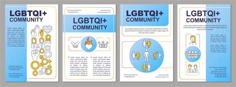 Lgbtqi Community Blue Brochure Template Social Group Leaflet Design With Linear Icons