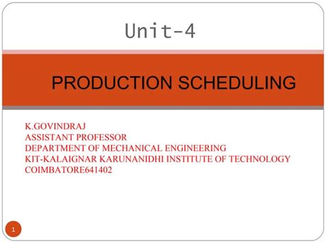 Unit 4 Production Scheduling Ppt