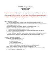 Operating Systems Concepts Explained And Explored In CSCI 4500 Course Hero