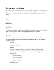 Percent Yield Lab Report Docx Percent Yield Lab Report Instructions For This Investigative