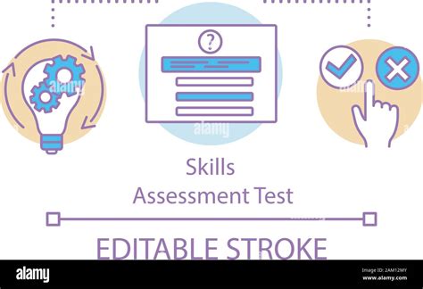 Self Assessment Test Concept Icon Wrong Right Exam Idea Thin Line Illustration Person