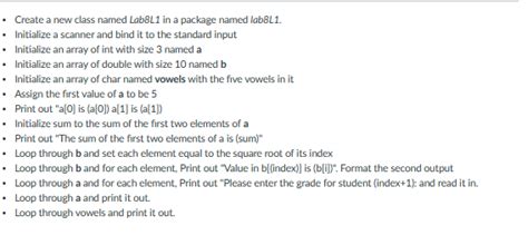 solved create a new class named lab8l1 in a package named