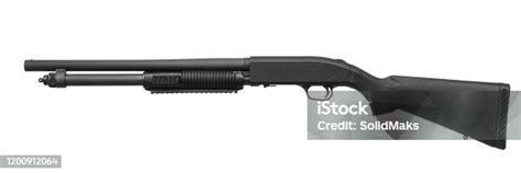 흰색 배경에 고립 된 현대 검은 산탄총 사냥 스포츠 및 자기 방어를위한 무기 0명에 대한 스톡 사진 및 기타 이미지 0명 검은색 겨냥 Istock