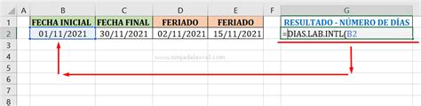 Función DIAS LAB INTL en Excel Ninja del Excel