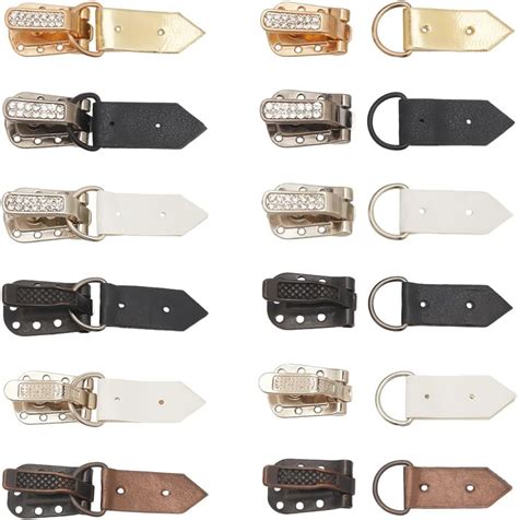 1 Set 12 Sets 6 Styles Leather Clasp Fasteners Pu Leather Sew On
