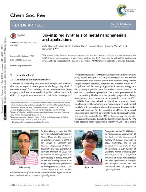 Pdf Cheminform Abstract Bio Inspired Synthesis Of Metal Nanomaterials And Applications