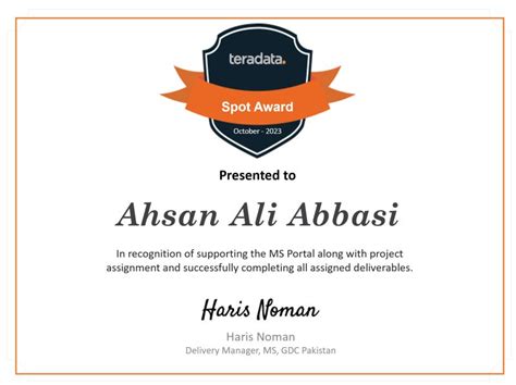 ahsan ali abbasi on linkedin teradata spotaward