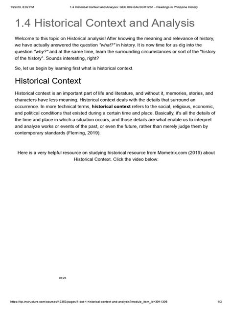 14 Historical Context And Analysis Gec 002 Balscm12s1 Readings In