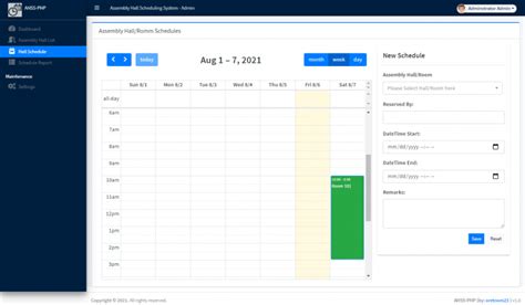 Simple Assembly Hall Scheduling System In Php Free Source Code Sourcecodester