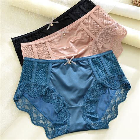 1 6 Pack Lot Womens Seamless Silky Satin Panties Briefs Underwear Lady