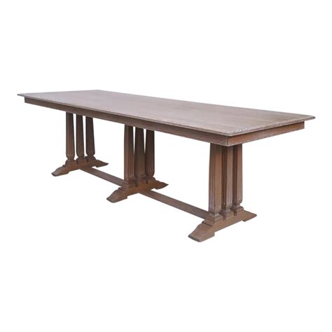 1980s Vintage Bleach Oak Wood Large Table Chairish