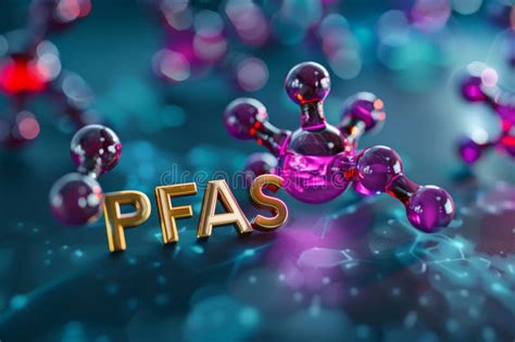 Pfas Sign On A 3d Chemical Structure Molecule Close Up Pollution And Health Risks Symbol