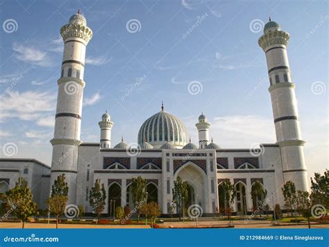 Dushanbe Mosque Of Tajikistan View On A Sunny Blue Sky Day Editorial