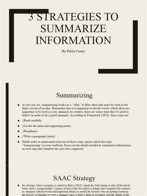 3 Strategies To Summarize Information Pdf Learning Writing