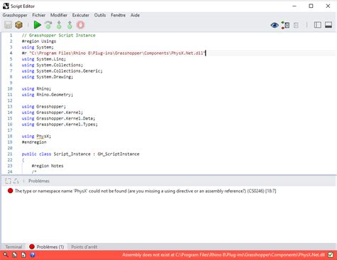 C Scripting Assembly Does Not Exist At Grasshopper McNeel Forum