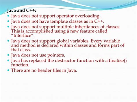 How Java Differs From C And C Ppt