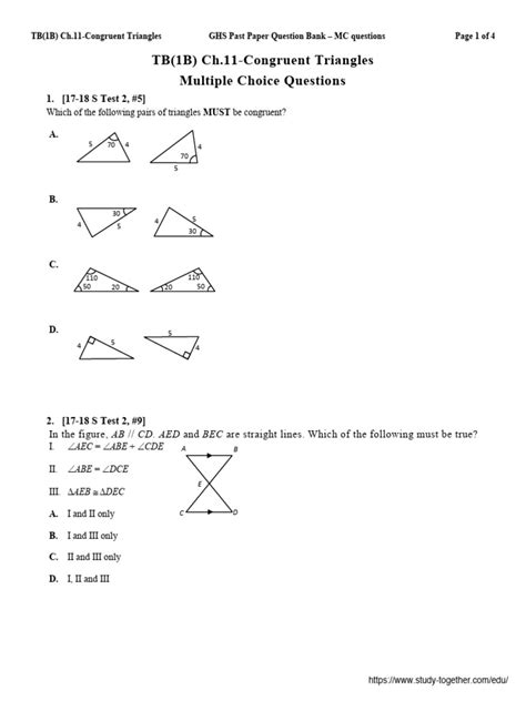 Good Hope School16 21 1b Ch11 Congruent Triangles Download Free Pdf Classical Geometry