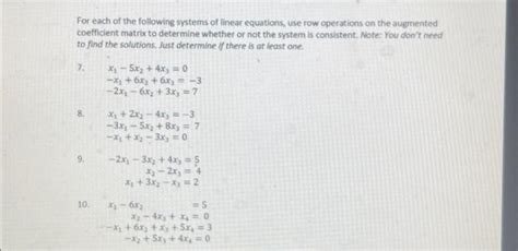 solved for each of the following systems of linear