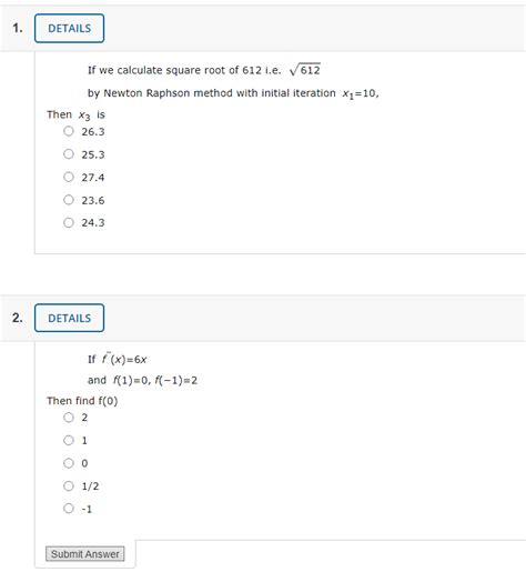 Solved 1 Details If We Calculate Square Root Of 612 I E