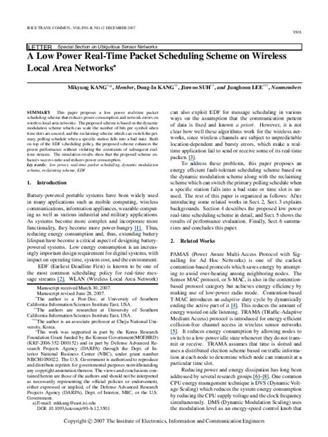 Pdf A Low Power Real Time Packet Scheduling Scheme On Wireless Local Area Networks