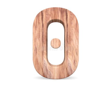 Decorative Wooden Alphabet Digit Zero Symbol D Rendering Illustration Isolated On White