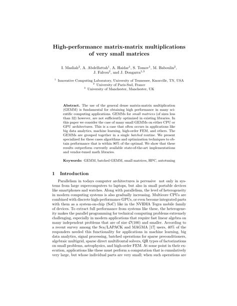 Pdf Algorithms And Optimization Techniques For High Performance Matrix Matrix Multiplications