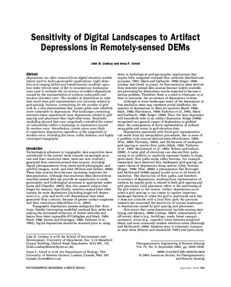 Pdf Sensitivity Of Digital Landscapes To Artifact Depressions In Remotely Sensed Dems