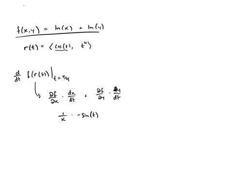 solved let f x y ln x ln y 𝐫 t cos t t 4 use the chain
