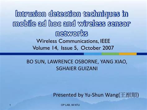 ppt intrusion detection techniques in mobile ad hoc and wireless sensor networks powerpoint
