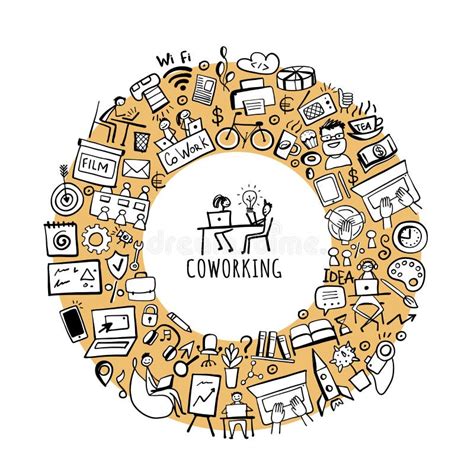 Coworking Space Concept Tree For Your Design Stock Vector