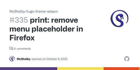 Print Remove Menu Placeholder In Firefox · Issue 335 · Mcshelbyhugo Theme Relearn · Github
