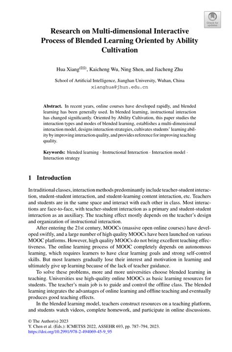 PDF Research On Multi Dimensional Interactive Process Of Blended Learning Oriented By Ability