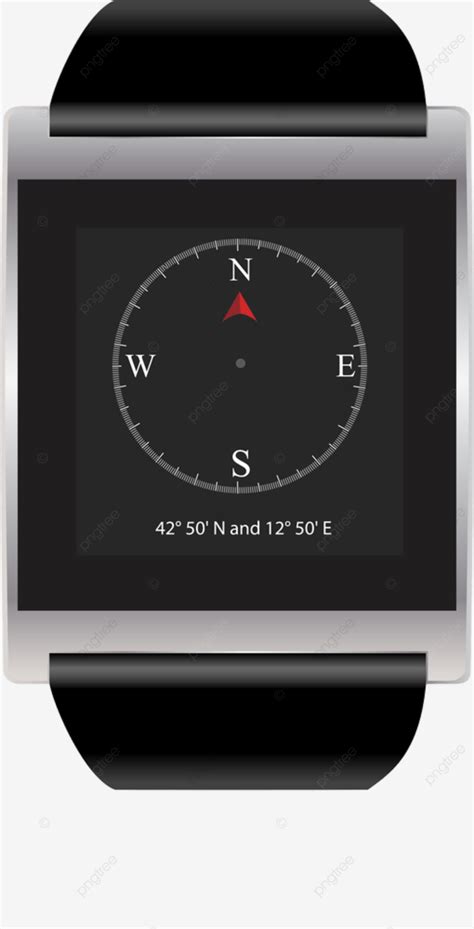 Smartwatch With Compass Navigation Network White Png And Vector With