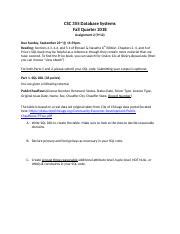 Assignment2 Docx CSC 355 Database Systems Fall Quarter 2018