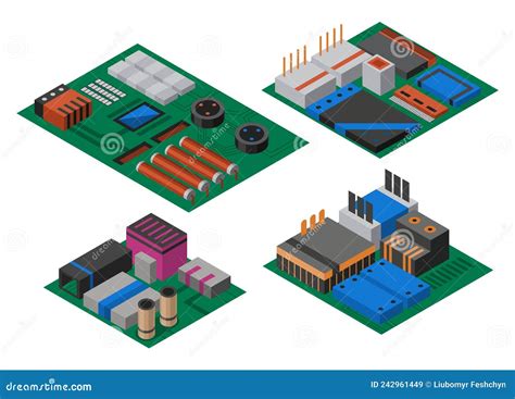 Isometric Circuit Background Technology Circuit Board Background Vector Illustration