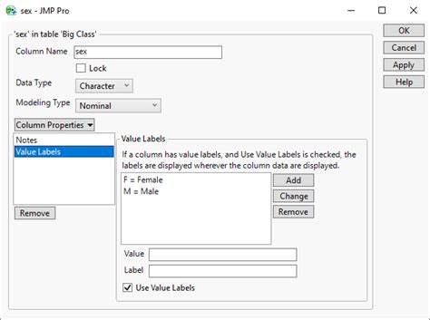 Solved Apply Value Labels Jmp User Community