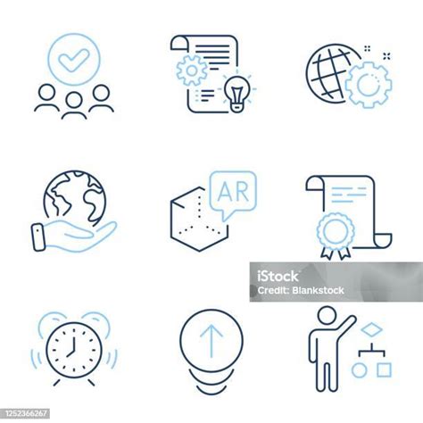 알고리즘 시간 관리 및 증강 현실 아이콘 설정 스 와이프 서 기어와 코그 휠 표지판 벡터 가상현실에 대한 스톡 벡터 아트 및 기타 이미지 Istock