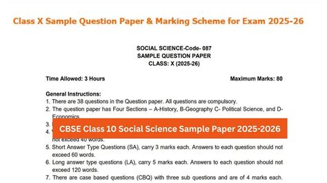 Cbse Class 10 Social Science Sample Paper 2026 Pdf Download 10th Sst