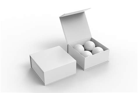 프로모션 브랜딩을 위한 골프공 선물 용지 상자 3d 렌더링 그림입니다 상자에 대한 스톡 사진 및 기타 이미지 상자 자석 흰색 Istock