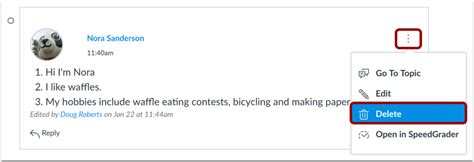 How Do I Edit Or Delete Babe Discussion Repl Canvas Community