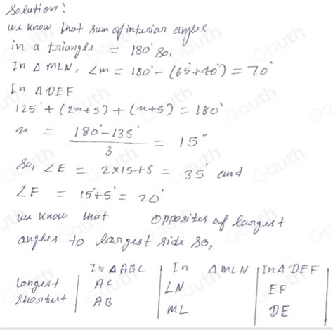 Solved Order Of Side Lengths From Shortest To Longest Math